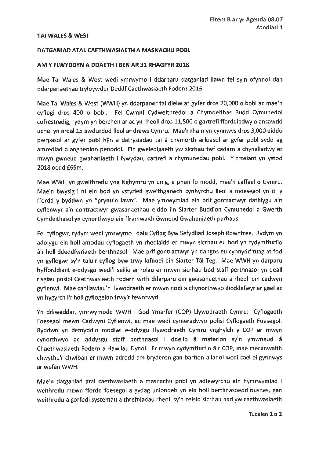 Anti-Slavery and Human Trafficking Statement (welsh signed) - Wales ...