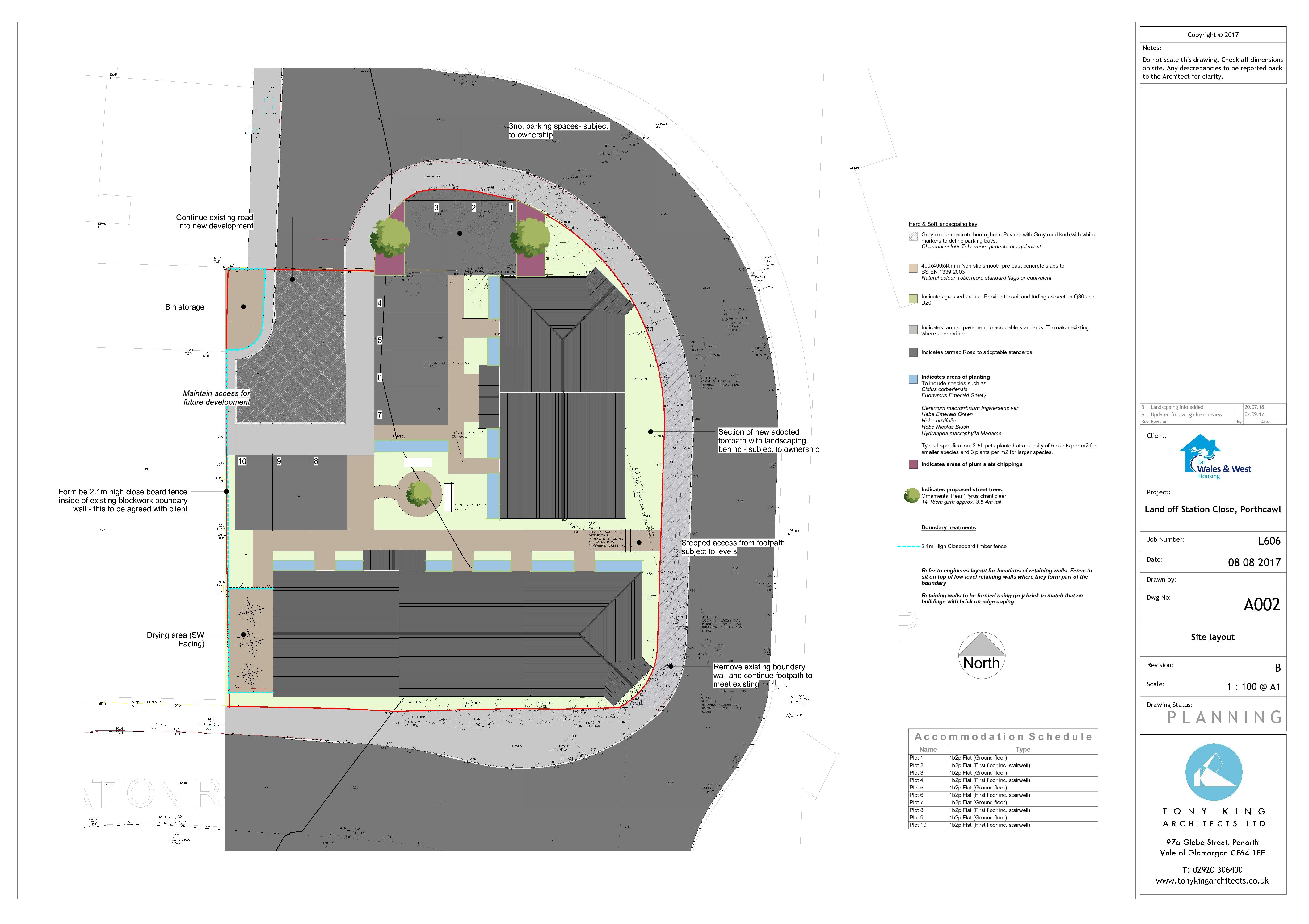 A002 - Site layout rev.B - Wales & West Housing Association